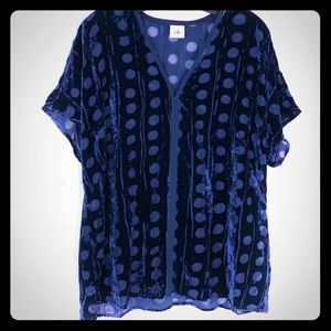 CAbi | Tops | Cabi Navy Polka Dot Burn Out Top | Poshmark